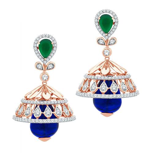 Diamond color stone earring